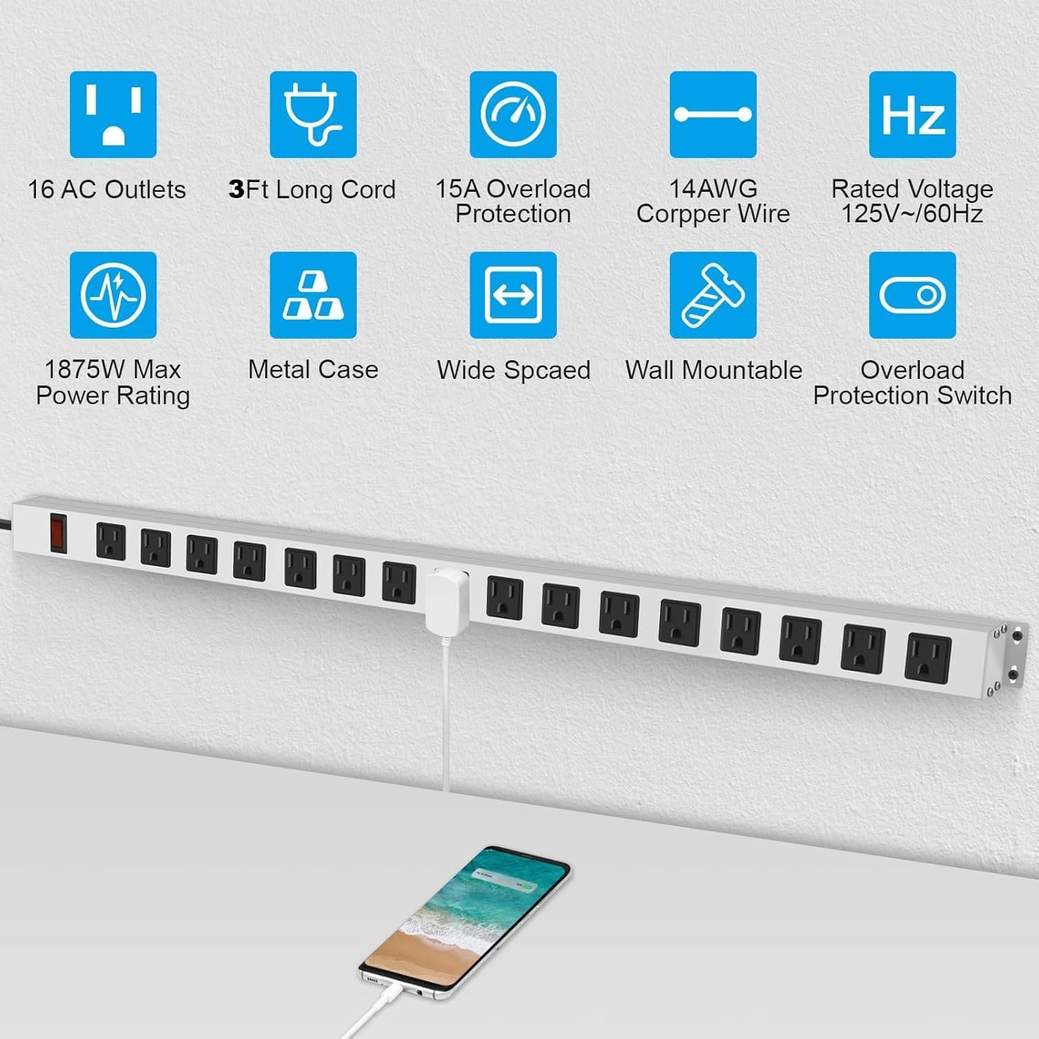 Technical Reply. 16 Outlets Heavy Duty UL Listed Metal Socket Power ...